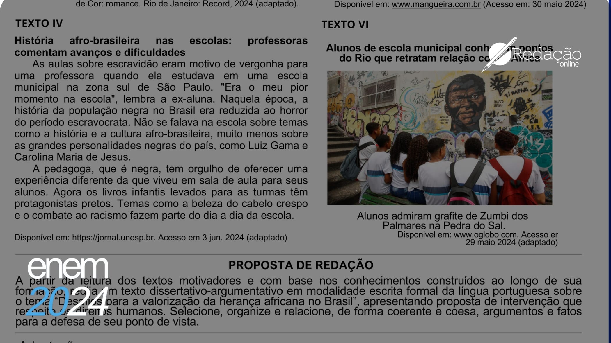 Redação do Enem 2024: tema é sobre herança africana, veja mais!
